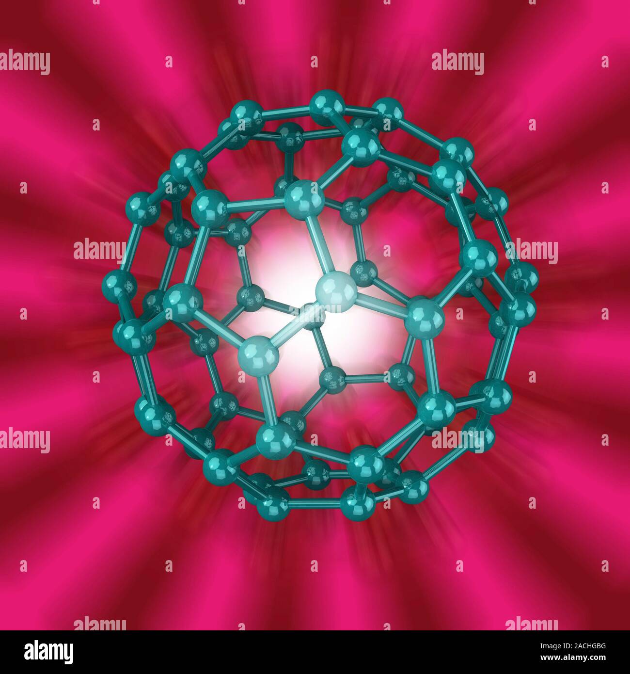 Buckminsterfullerene molecule. Computer artwork of a molecular model of a fullerene molecule ...