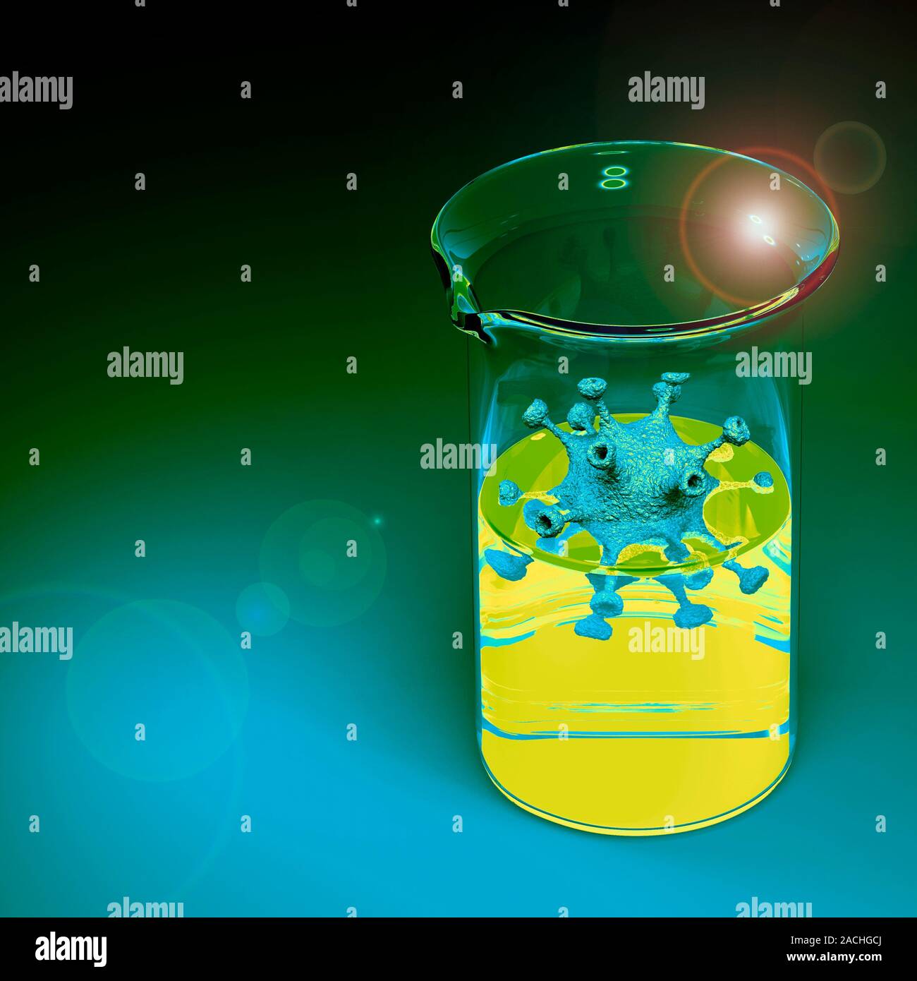 Virus research, conceptual image. Computer artwork of a virus particle ...