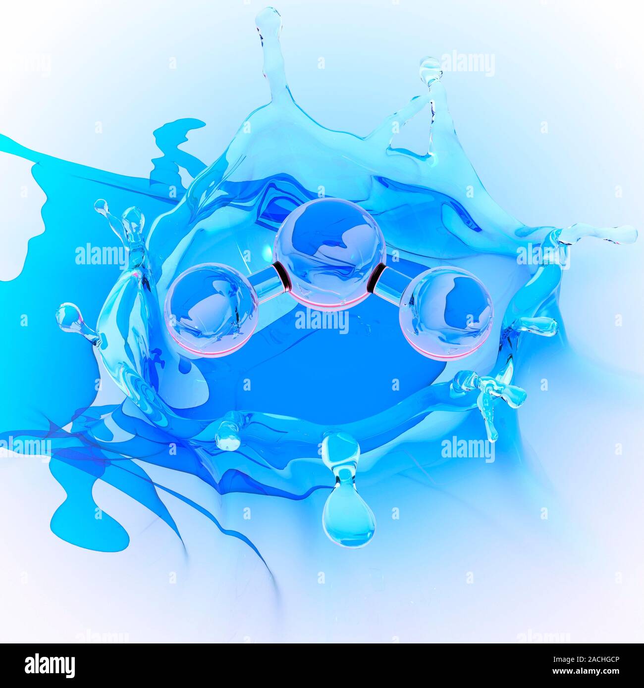 Water, conceptual image. Computer artwork of a splash of water with a ...