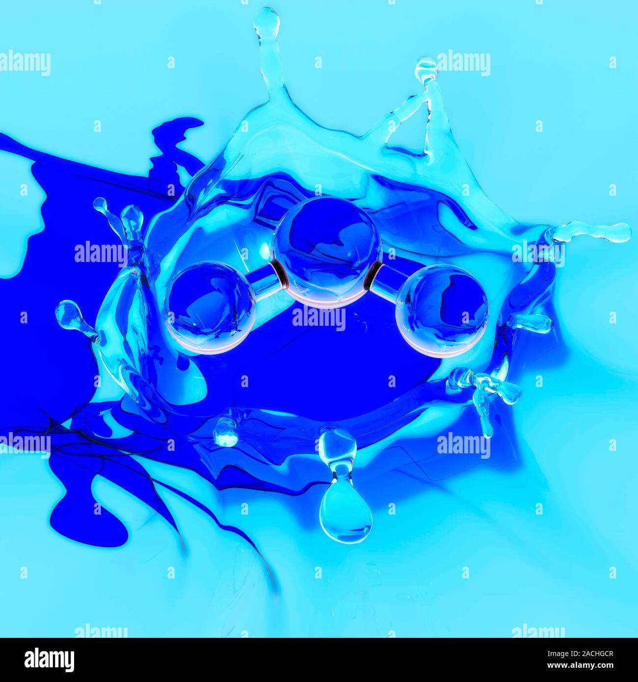 Water, conceptual image. Computer artwork of a splash of water with a ...