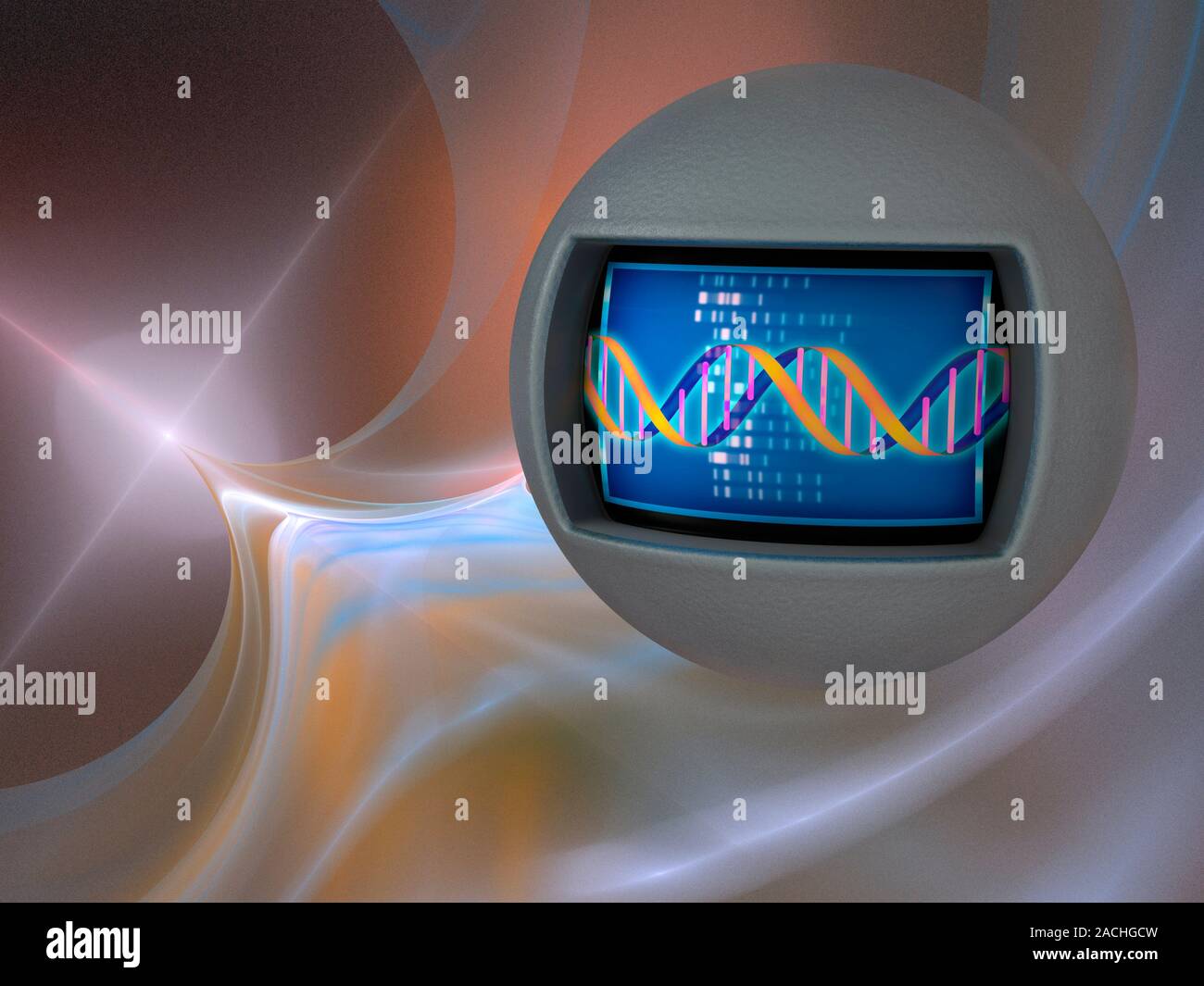 Genetic research, conceptual image. Computer artwork of a DNA ...