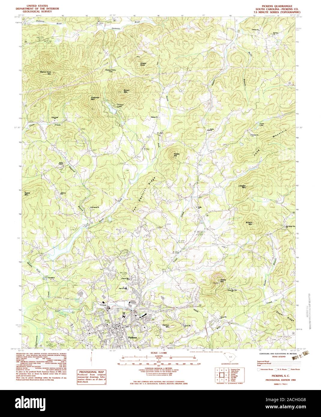 USGS TOPO Map South Carolina SC Pickens 261442 1983 24000 Restoration ...