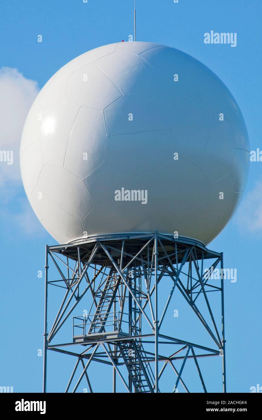 Doppler radar dome. This form of radar is used to obtain information ...