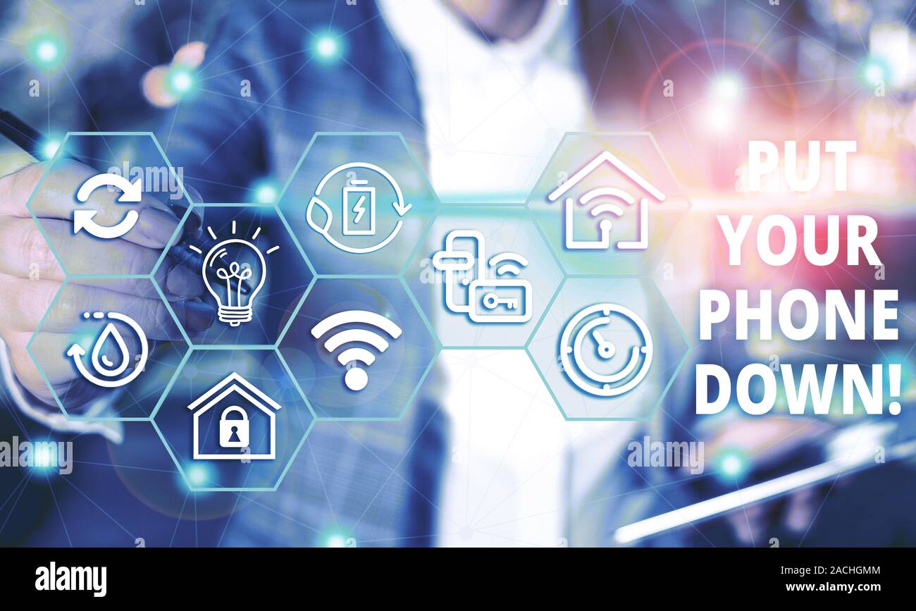 Handwriting text Put Your Phone Down. Conceptual photo end telephone ...