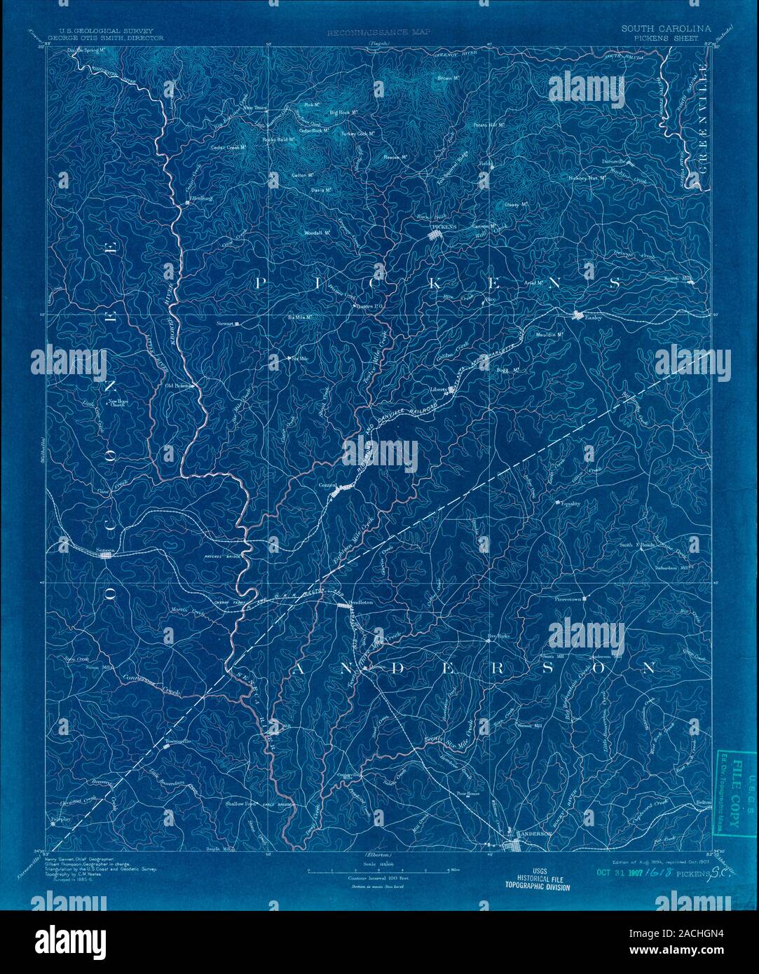 USGS TOPO Map South Carolina SC Pickens 262031 1894 125000 Inverted ...