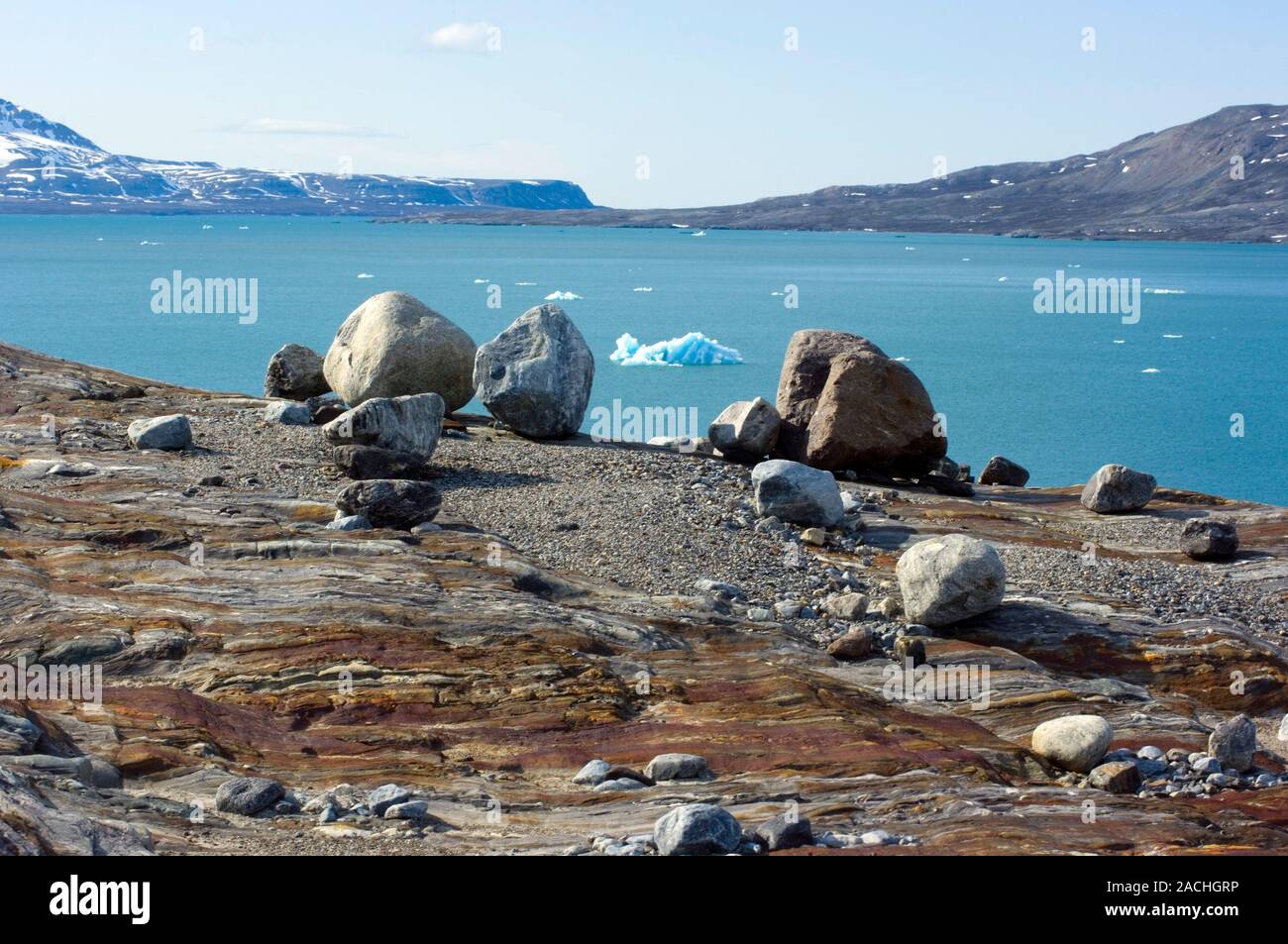 Glacial erratics and fjord. Erratic and metamorphic rocks, and glacial ...