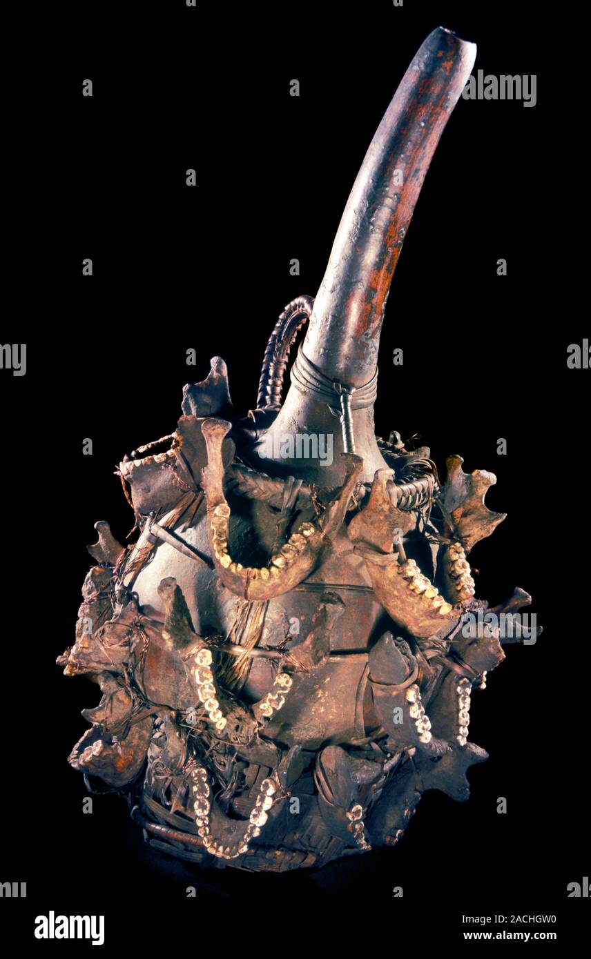 Bamum calabash trophy. This trophy, made from a hollowed out calabash ...