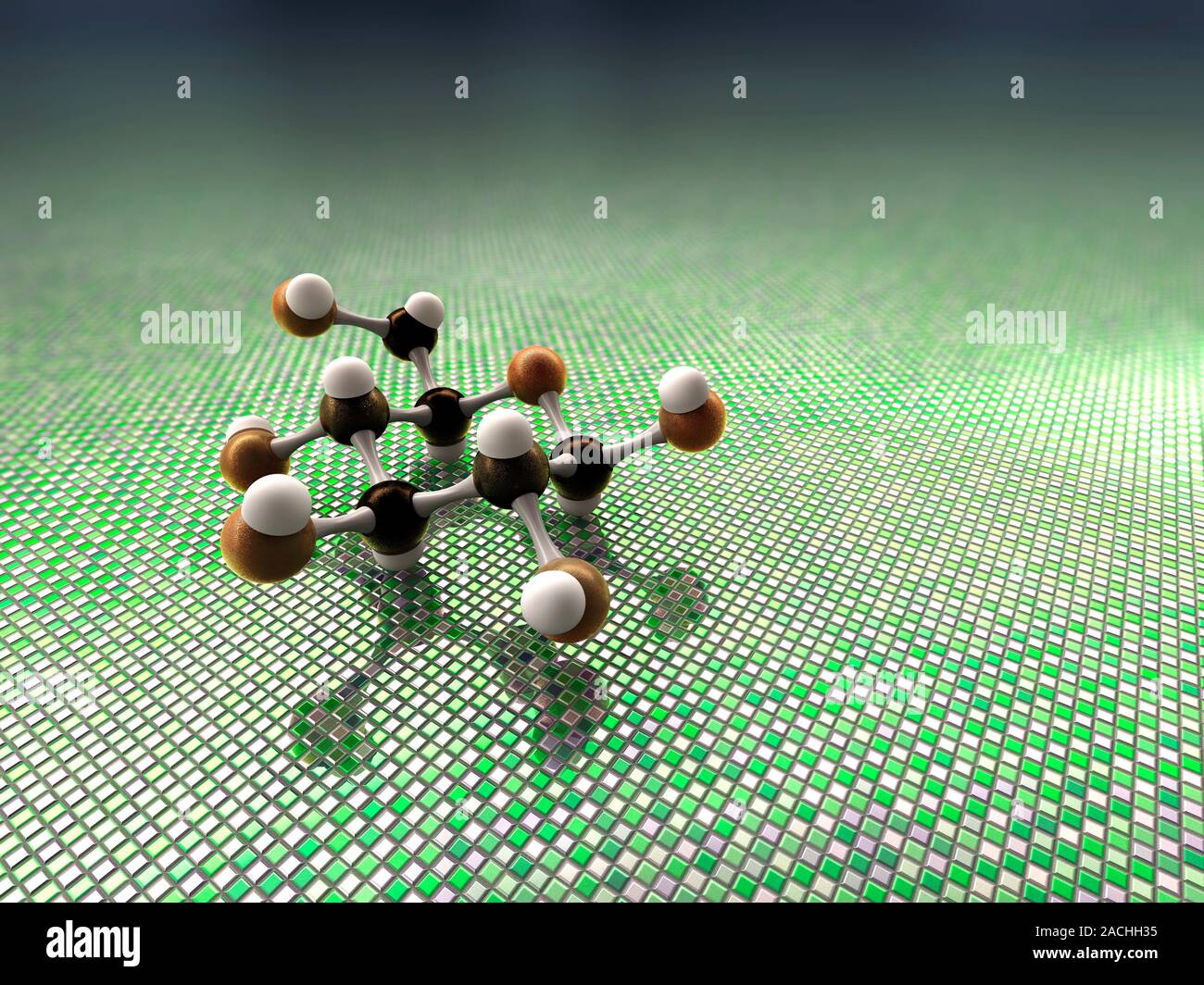 Glucose molecule. Computer artwork showing the structure of a molecule ...