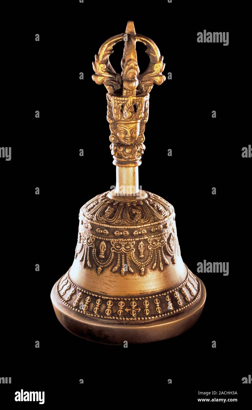 Nepalese hand bell, or dril bu. This bell is shaken by Buddhist monks ...