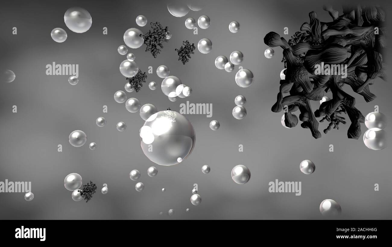 Cloud formation. Computer artwork showing atmospheric water droplets ...