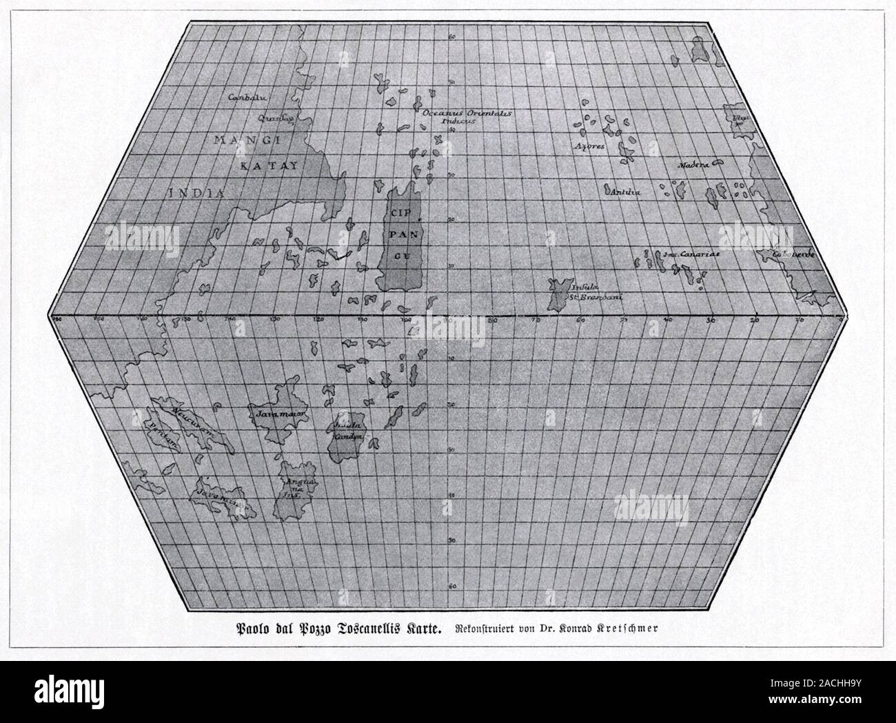 Toscanelli's world map. This map was drawn by the Italian mathematician ...