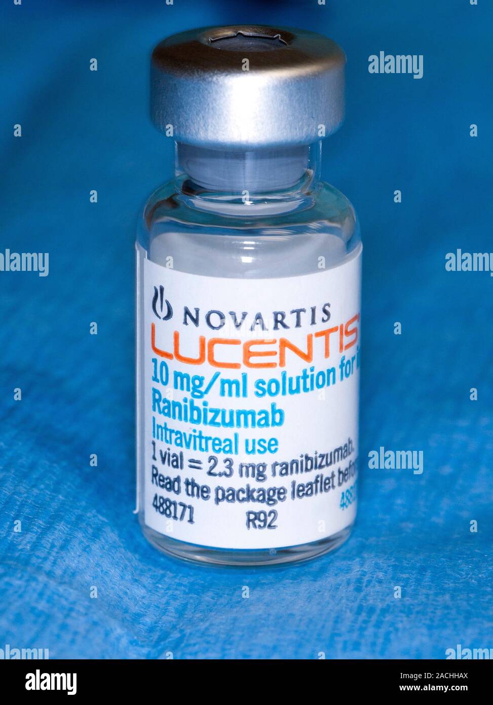 Treatment for macular degeneration. Vial of the monoclonal antibody ...