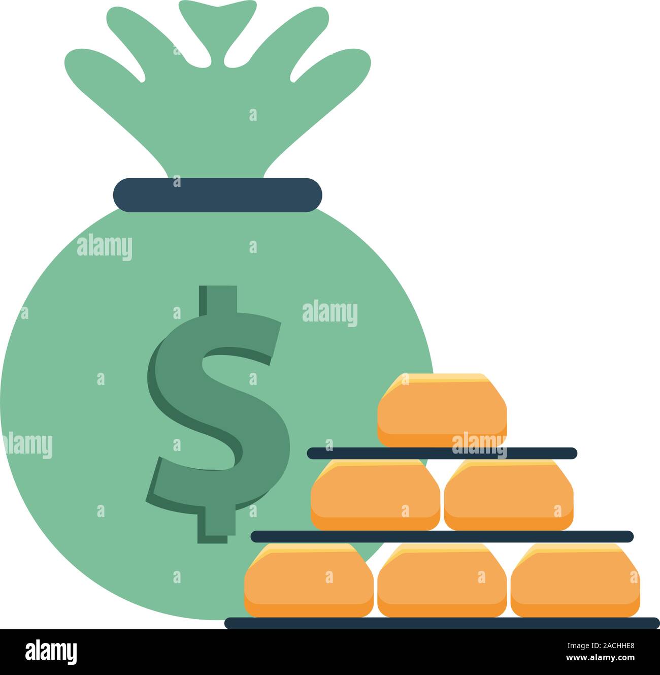 gold bullion pyramid with money bag Stock Vector Image & Art - Alamy