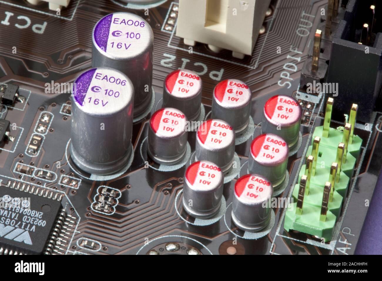 Computer motherboard capacitors. The motherboard of a computer is the ...