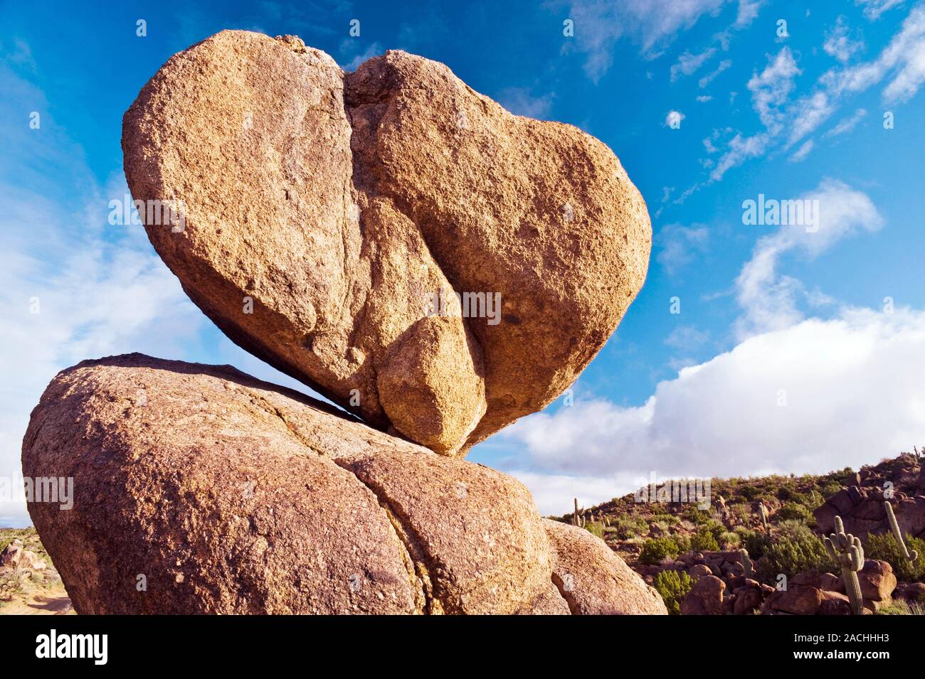 Eroded rock formation. Granite balancing rocks. Photographed in Arizona ...