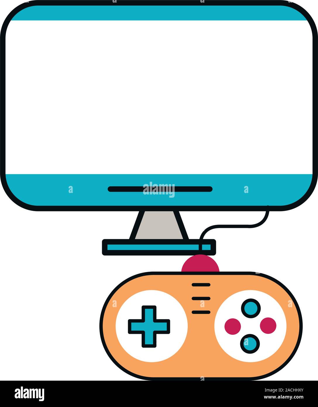 video game control handle with display tv Stock Vector Image & Art - Alamy