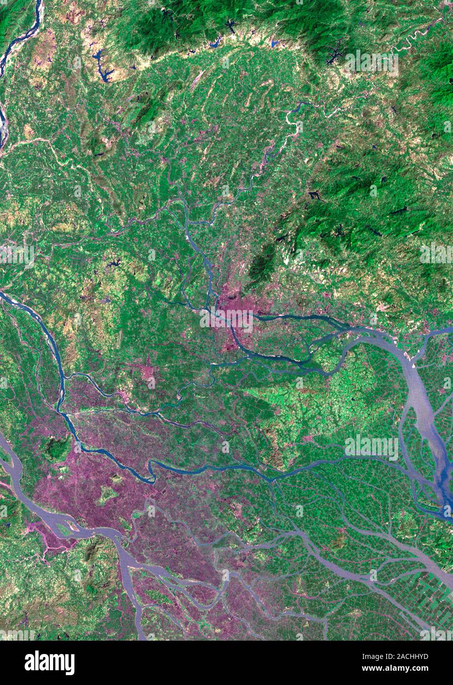 Guangzhou, China. True colour Landsat satellite image of Guangzhou ...