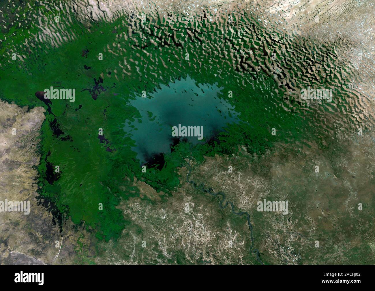 Lake Chad, 1975. Landsat satellite image of Lake Chad (centre) located ...