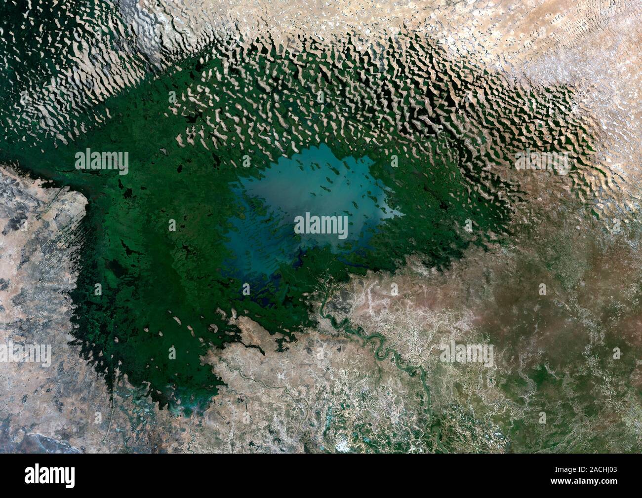 Lake Chad, 1999. Landsat satellite image of Lake Chad (centre) located ...