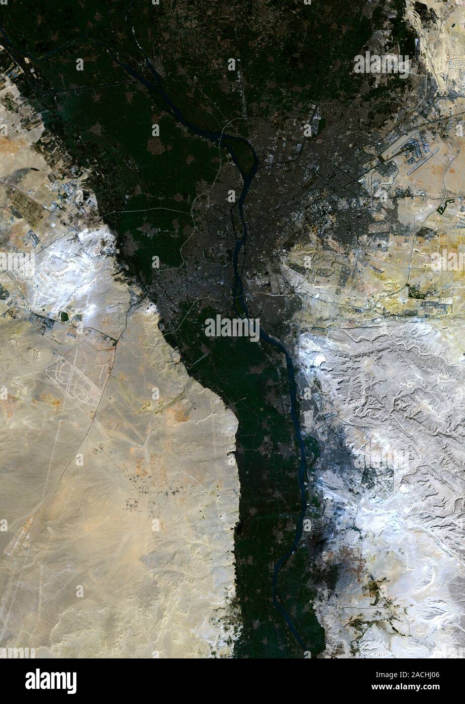 Cairo, Egypt, Landsat satellite image. North is at top. Cairo (upper ...