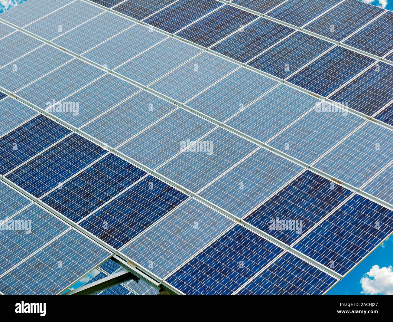 Solar panel array. Solar panels are arrays of photovoltaic cells that ...