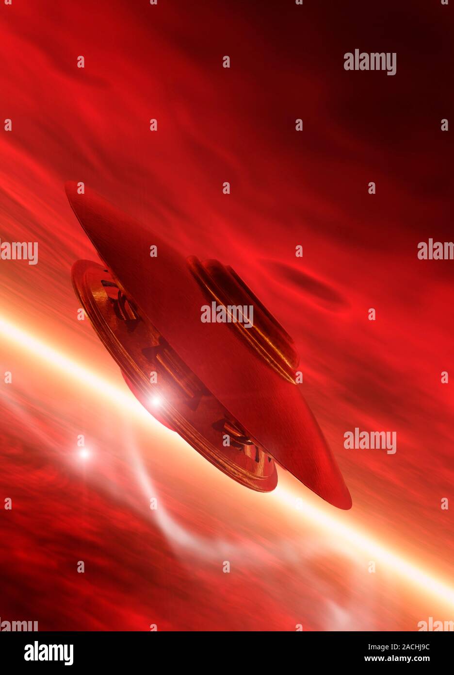 UFO. Computer artwork of a flying saucer shaped UFO (unidentified ...