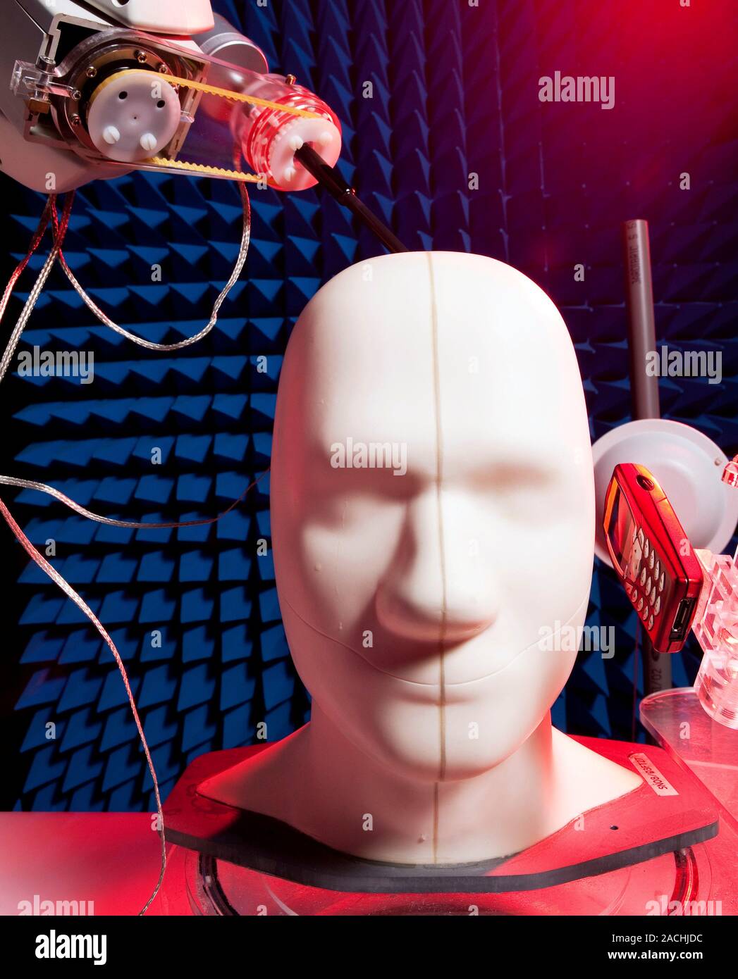 Mobile phone radiation research. Equipment used to measure how much of ...