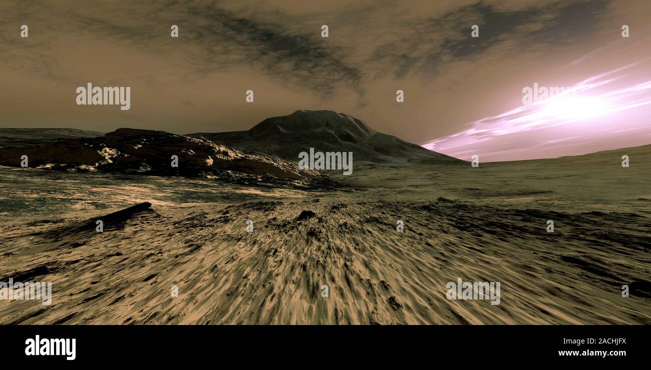 Surface of Venus. Artwork of storms and volcanic gases on the surface ...