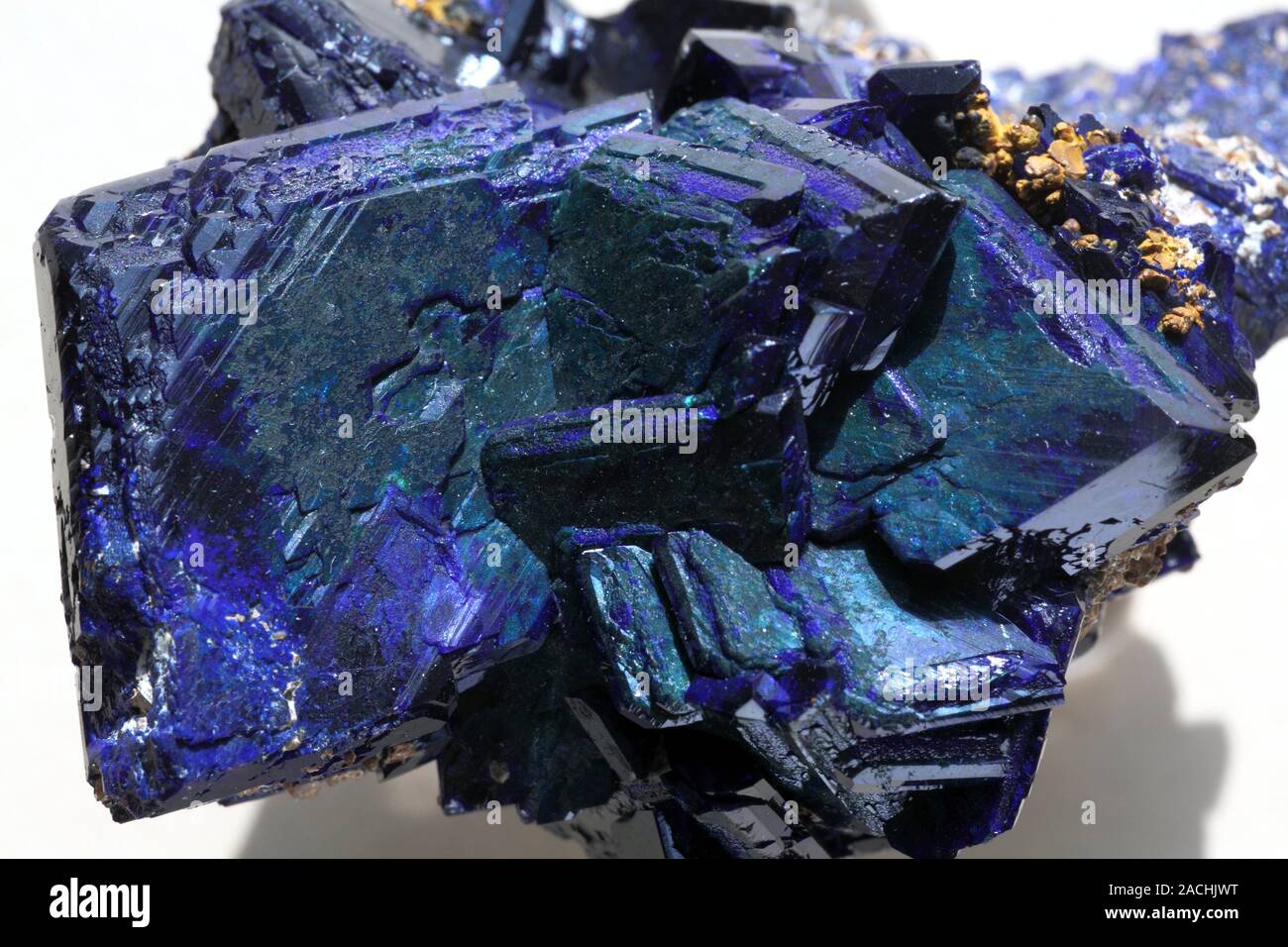 Azurite crystals. Azurite is a hydrated copper carbonate mineral. Its ...
