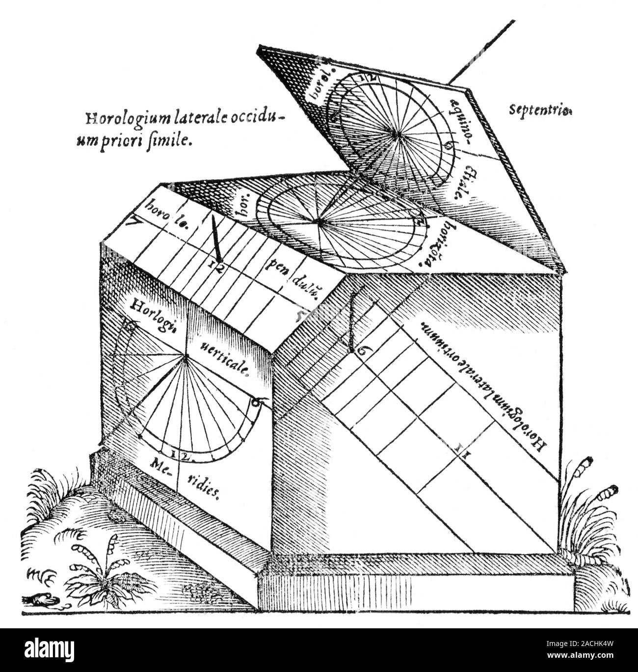 Sundial, 16th century artwork. This device includes several sundials ...