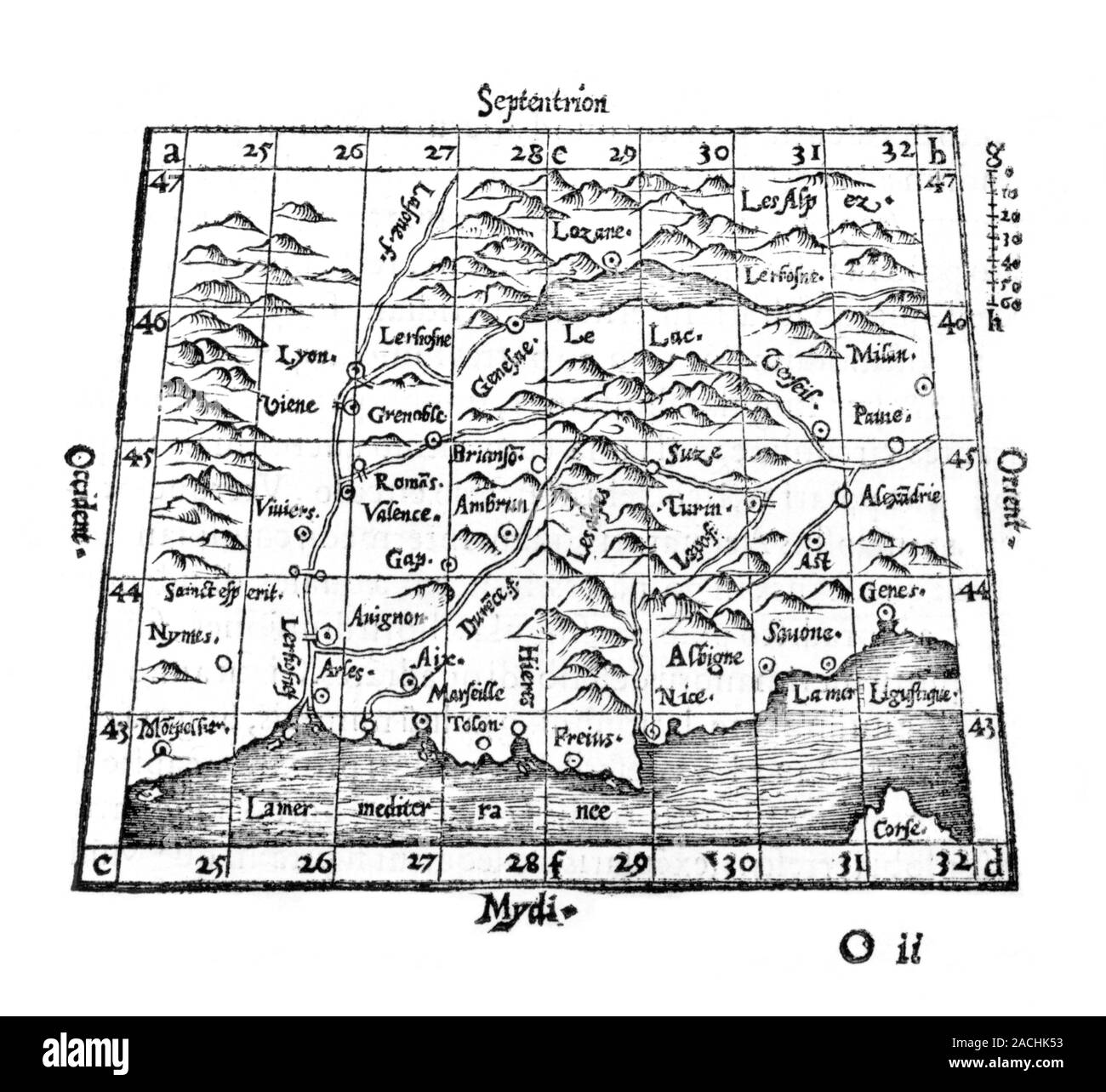 Map of European region, 16th century. This map shows the border area ...