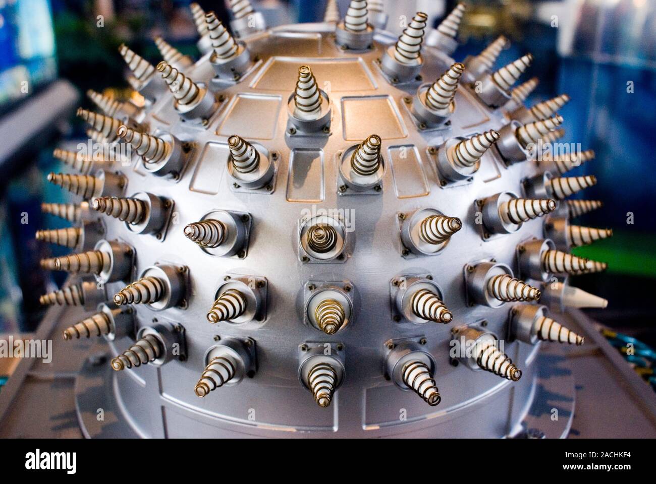 Helical phased-array communications antenna. Photographed at the 2007 ...