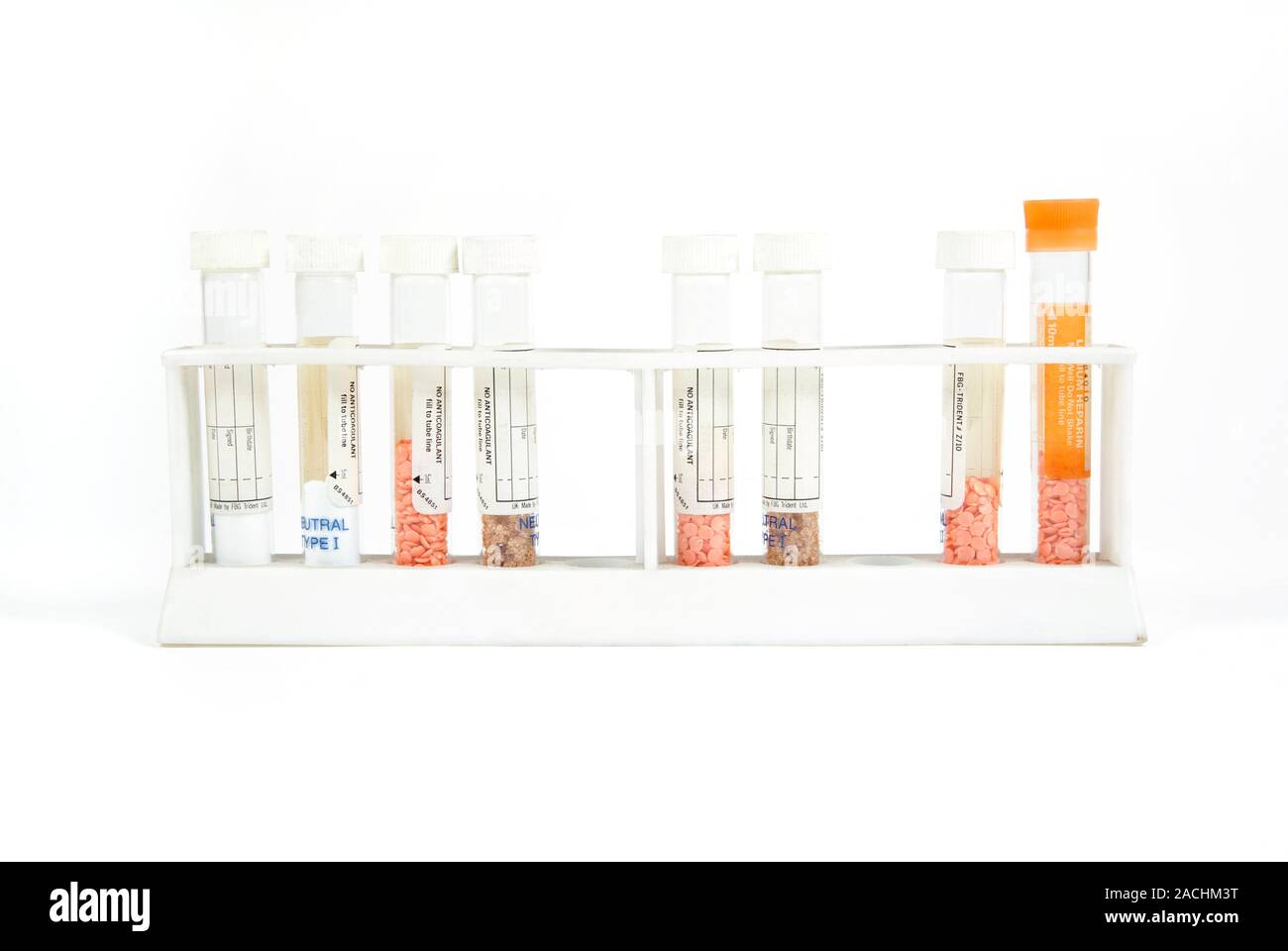 Sample tubes in a rack Stock Photo - Alamy