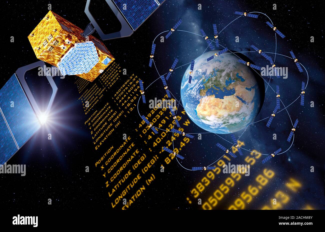 Galileo navigation satellite. Artwork of a navigation satellite for the ...