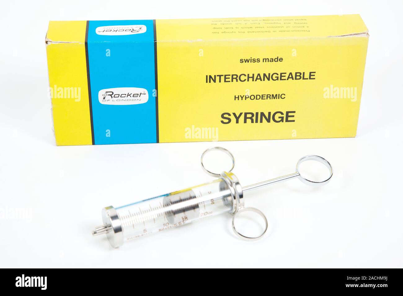 Glass syringe with finger grips Stock Photo - Alamy