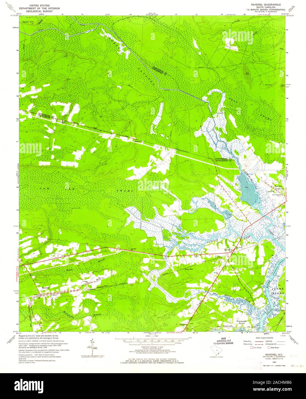 USGS TOPO Map South Carolina SC Ravenel 261471 1960 24000 Restoration ...