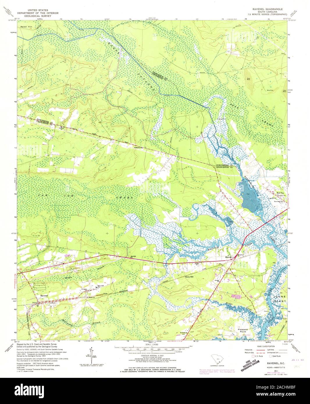 USGS TOPO Map South Carolina SC Ravenel 261473 1960 24000 Restoration ...