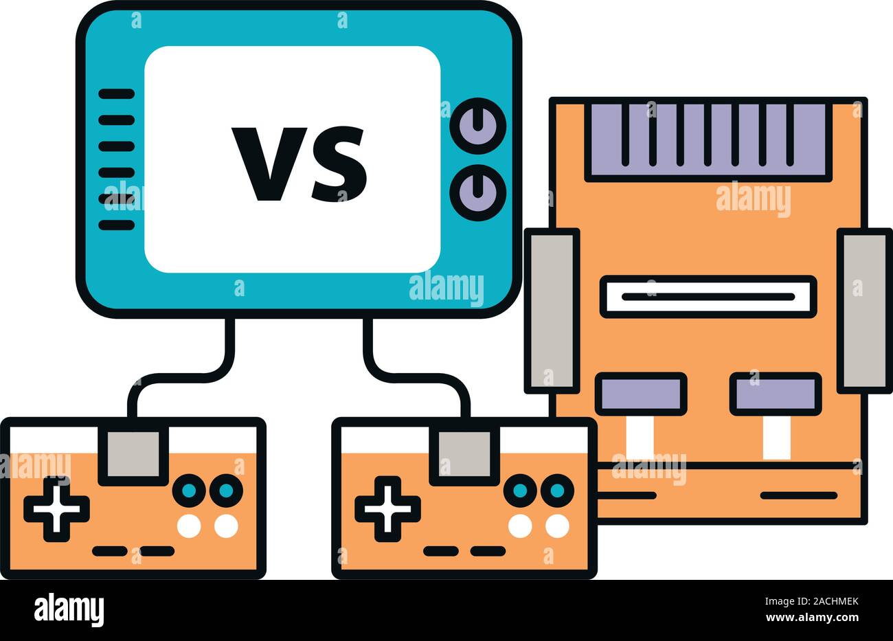 Game console on tv Stock Vector Images - Alamy