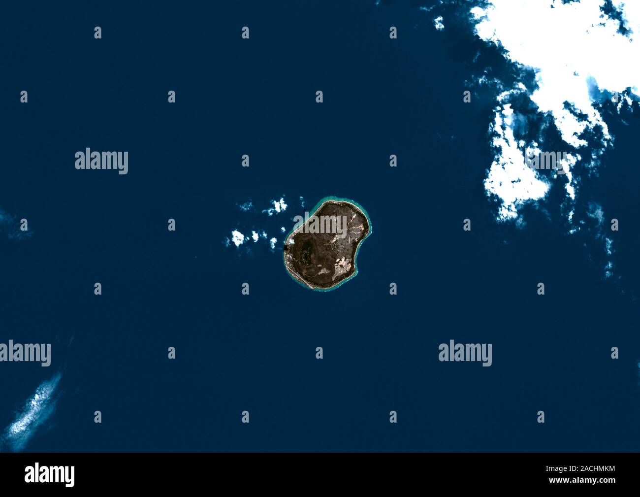 Nauru. Satellite image of the island of Nauru in Micronesia. This is ...