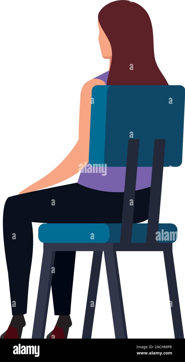 back business woman sitting in chair isolated icon Stock Vector Image ...