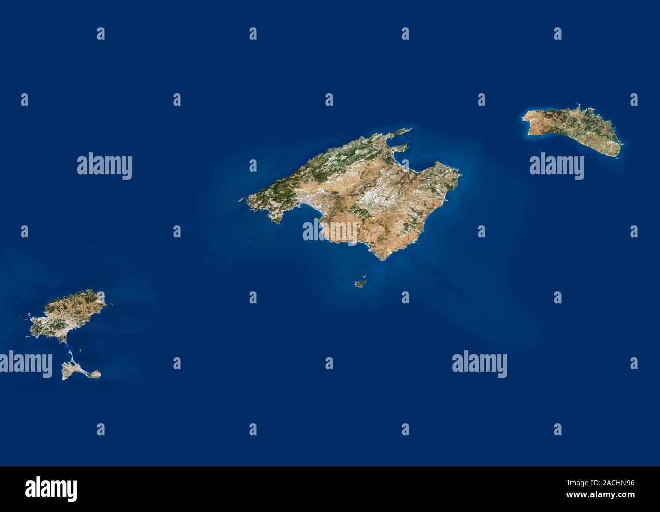 Balearic Islands, satellite image. These Spanish islands form an ...