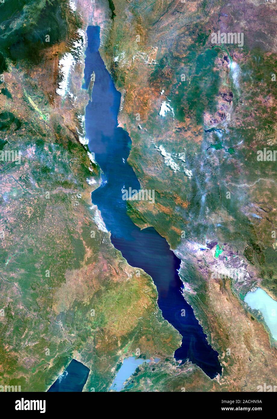 Lake Tanganyika, satellite image. This African Great Lake is located ...
