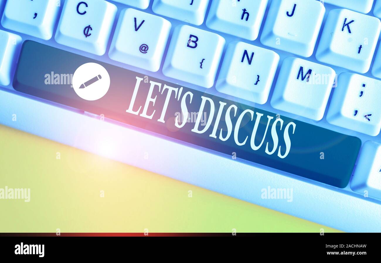 Writing note showing Let S Discuss. Business concept for asking someone ...