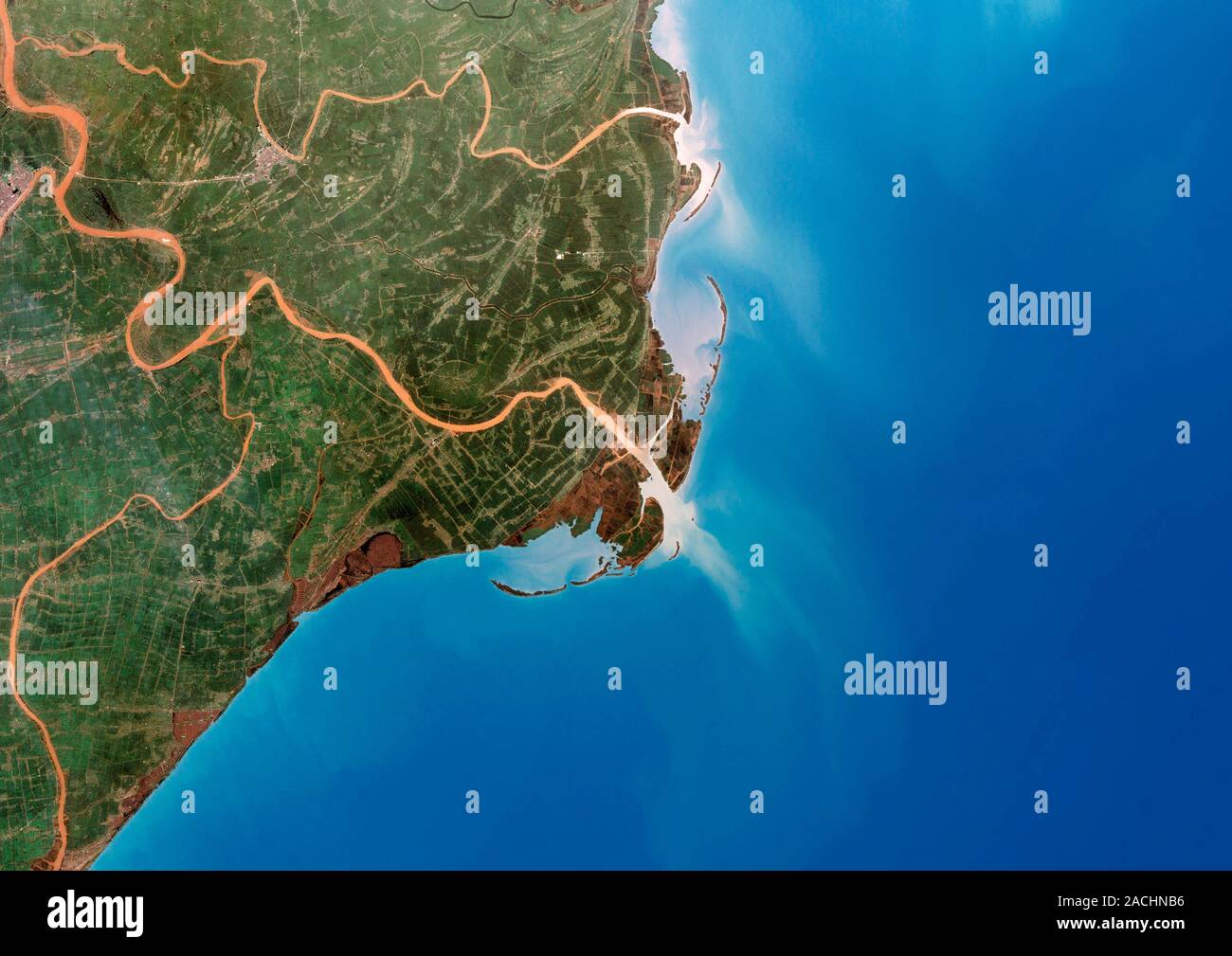 Red River Delta, satellite image. This delta is where the Red River ...