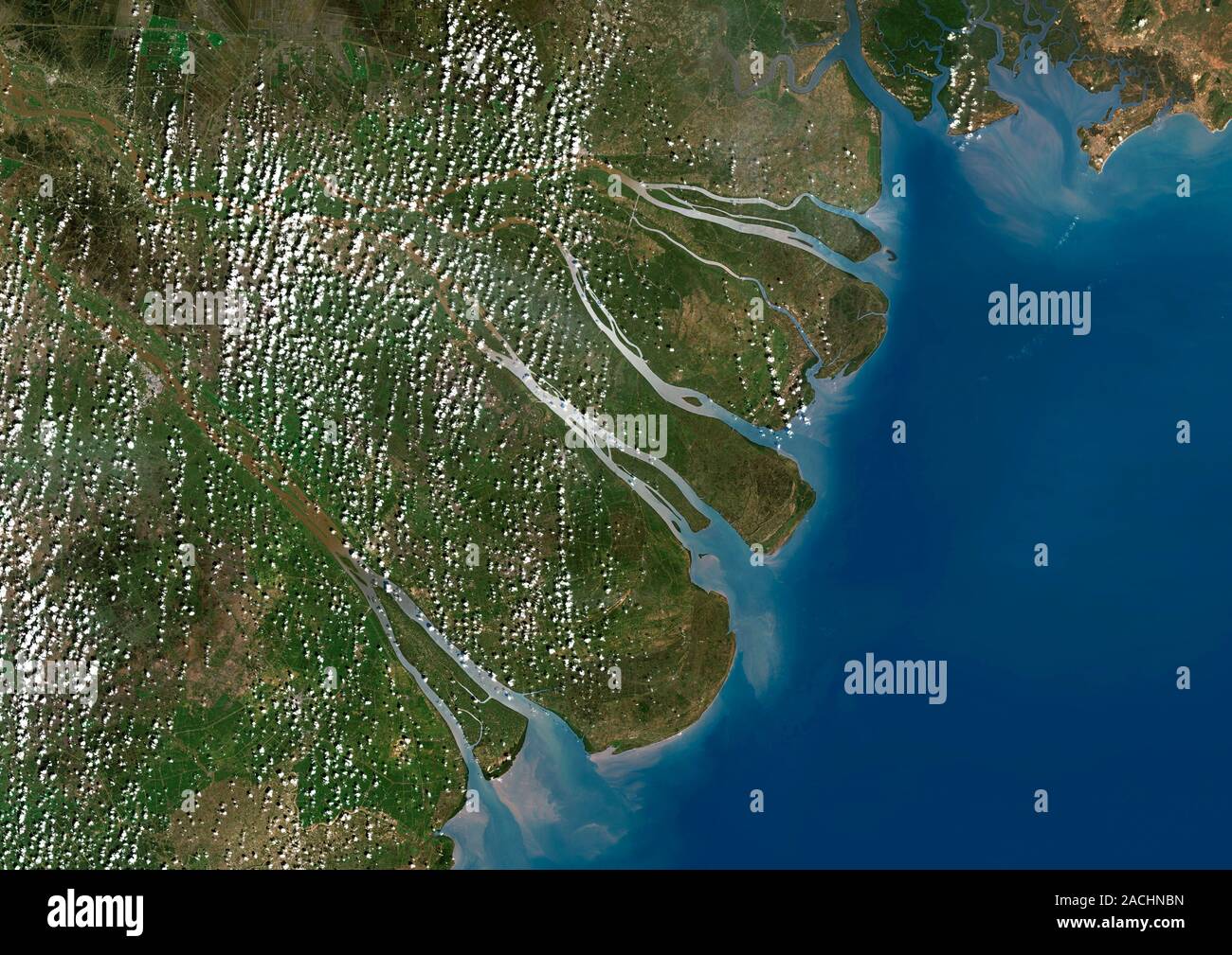Mekong River Delta, satellite image. This delta is where the Mekong ...