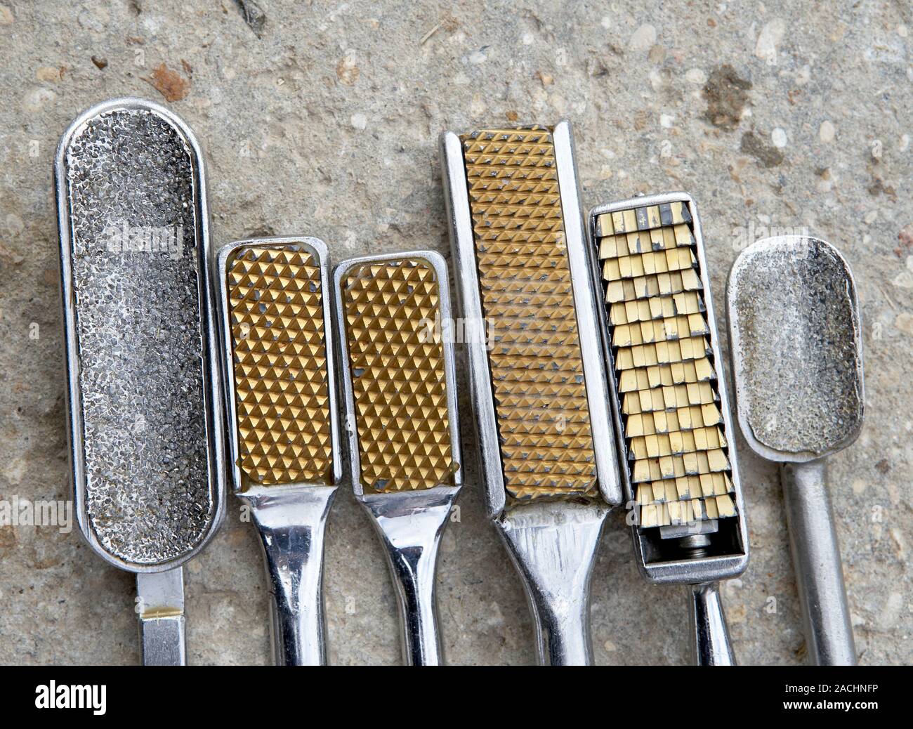 Veterinary dental files. Selection of tools used to filed down horses ...