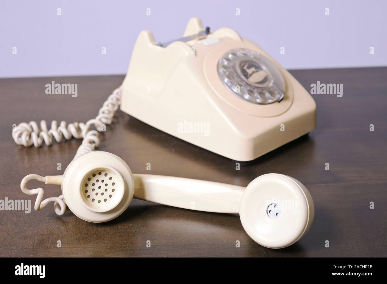 Retro ivory coloured telephone Stock Photo - Alamy