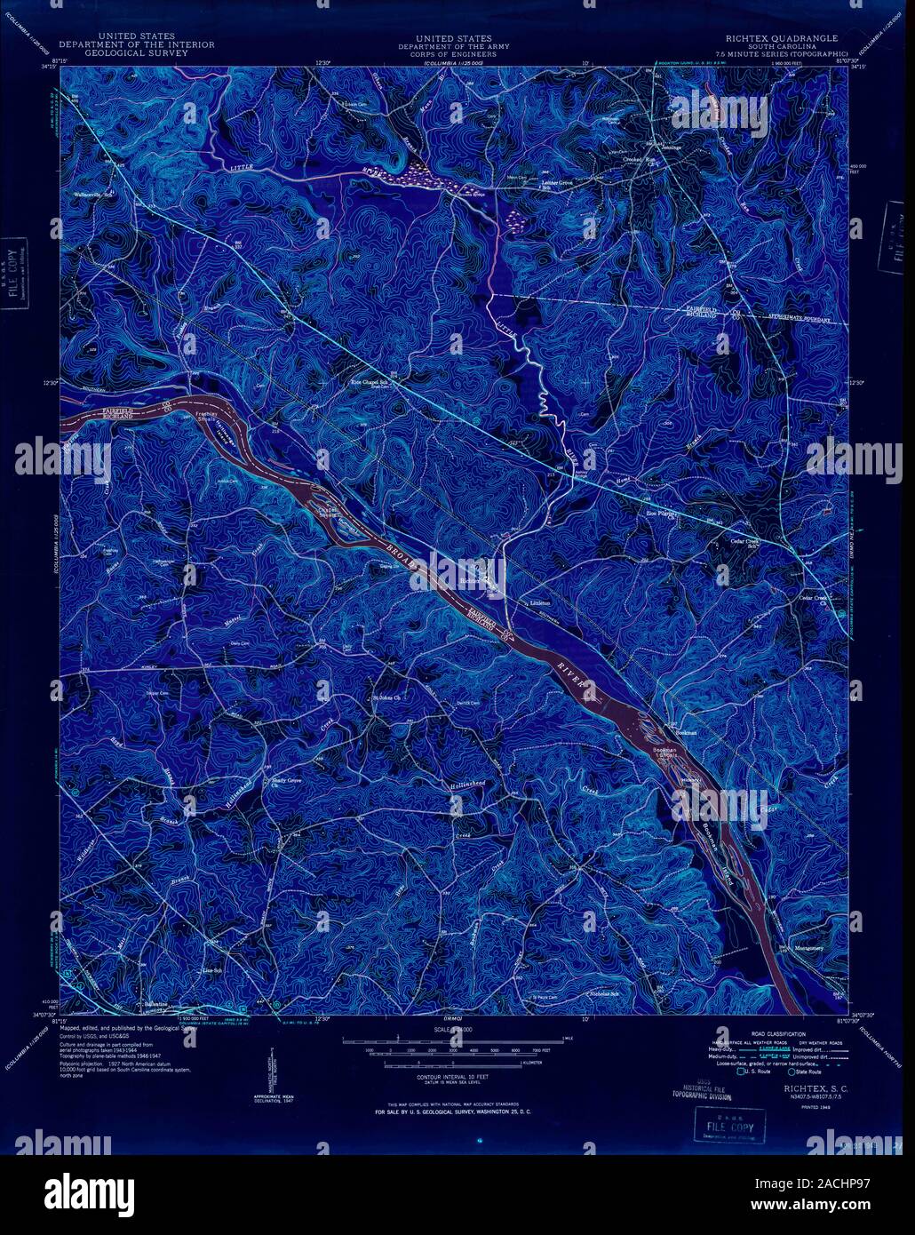 USGS TOPO Map South Carolina SC Richtex 261484 1949 24000 Inverted ...