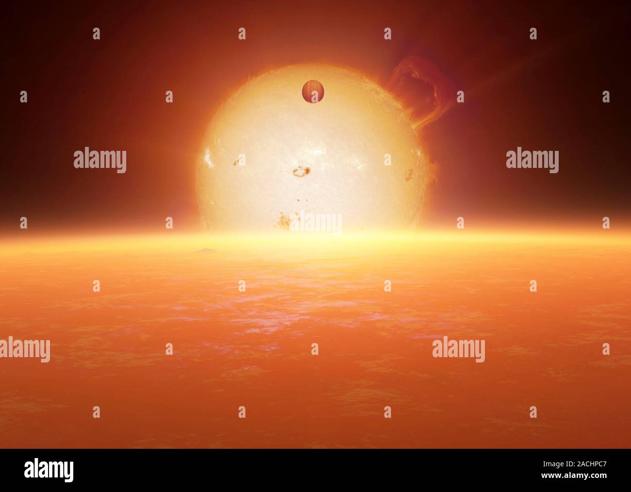 Alien planet. Artwork of the view from orbit around an extrasolar ...