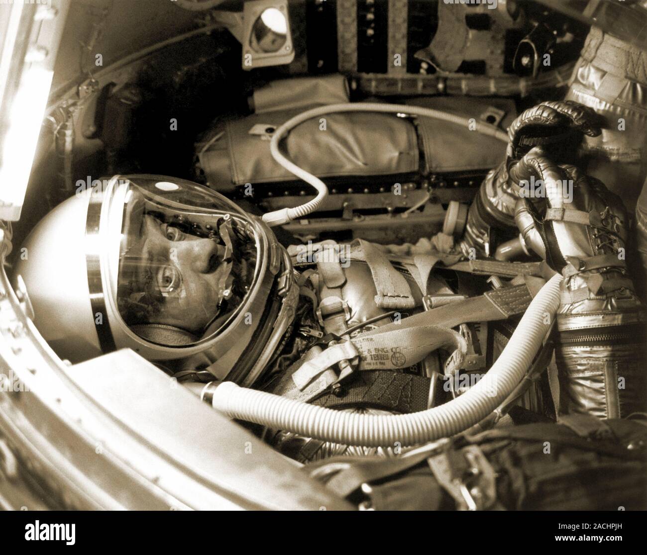 First US manned space flight, 1961. Alan Shepard (1923-1998), on board ...